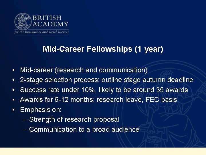 The British Academy Research Funding Dr Ken Emond