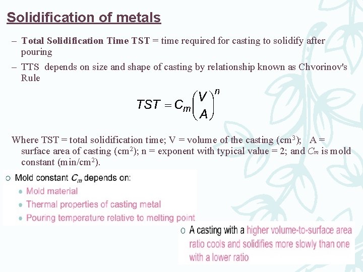 Chapter 4 METAL CASTING PROCESS Objectives Contents 1