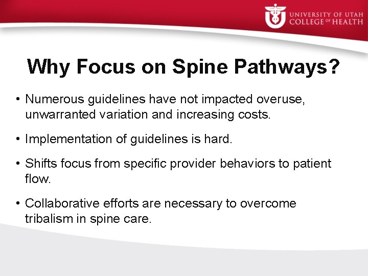 Care Pathways for Back Pain The Role of