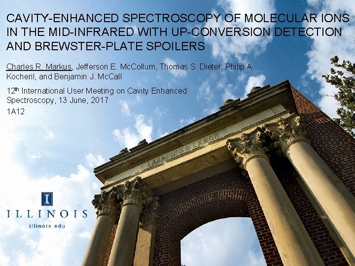 CAVITYENHANCED SPECTROSCOPY OF MOLECULAR IONS IN THE MIDINFRARED