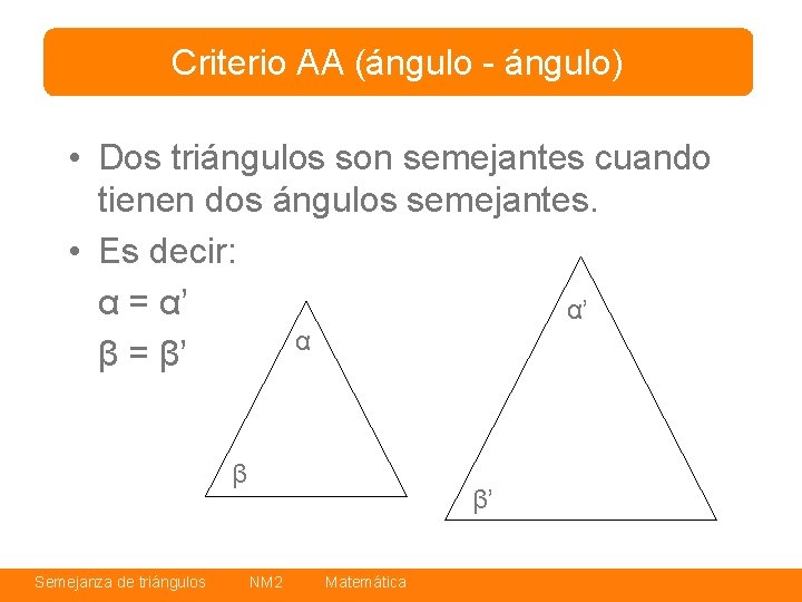 Semejanza de tringulos NM 2 Matemtica Geometra Introduccin