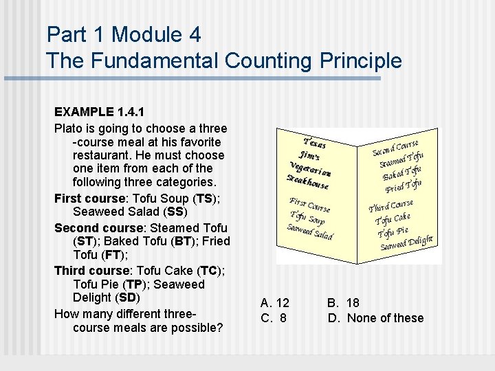 Part 1 Module 4 The Fundamental Counting Principle