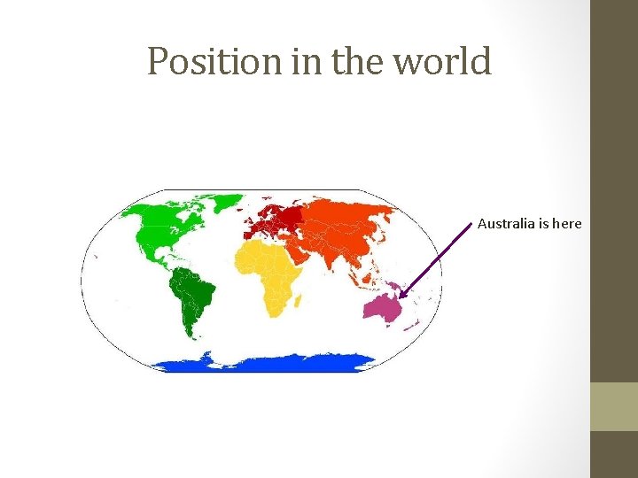 AUSTRALIA Position in the world Australia is here
