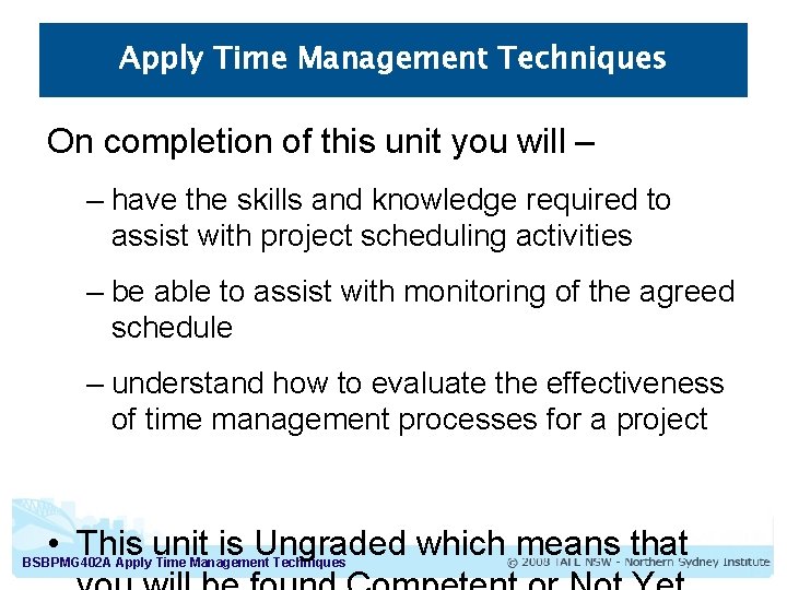 Apply Time Management Techniques Unit Guide Certificate IV