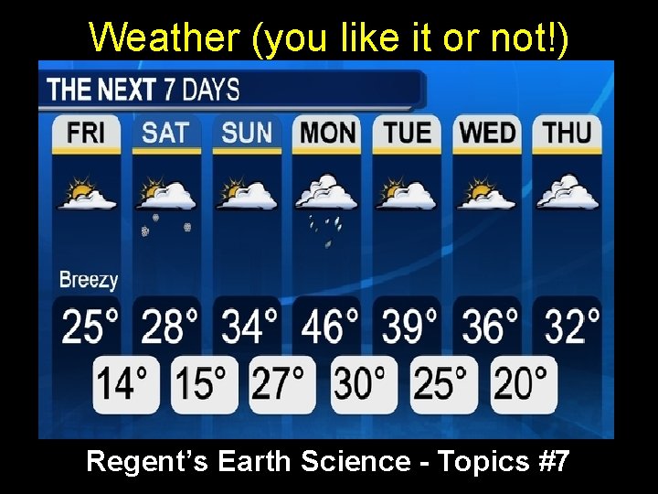 Weather you like it or not Regents Earth