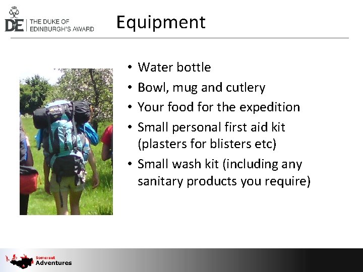 The Dof E Expedition Train in expedition skills