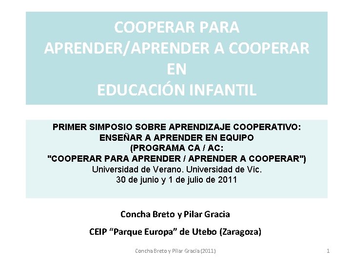 COOPERAR PARA APRENDERAPRENDER A COOPERAR EN EDUCACIN INFANTIL
