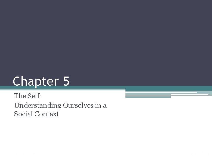 Chapter 5 The Self Understanding Ourselves in a