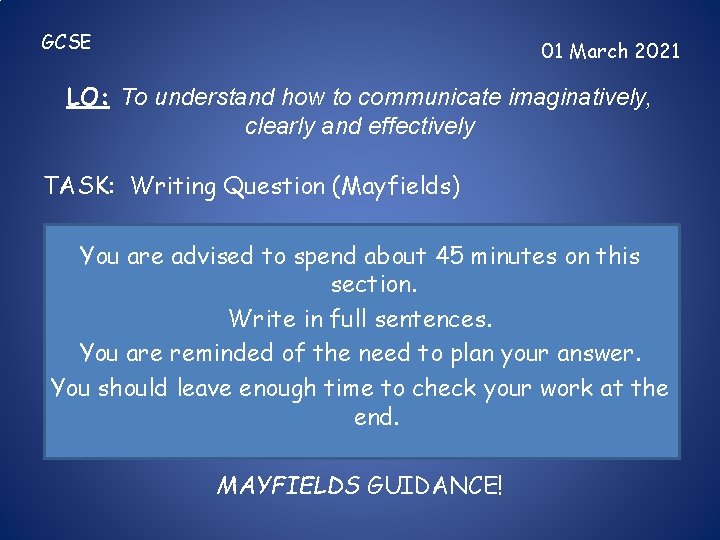 01 March 2021 Lesson Objective To understand how