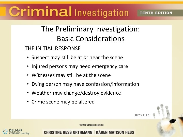 Chapter 1 Criminal Investigation An Overview Hess 1