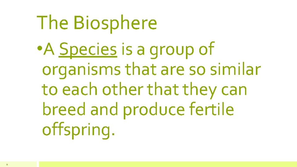 Chapter 3 The Biosphere The Biosphere A Species