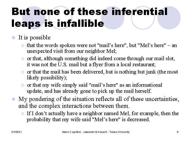 A theory of music cognition Day 4 Music