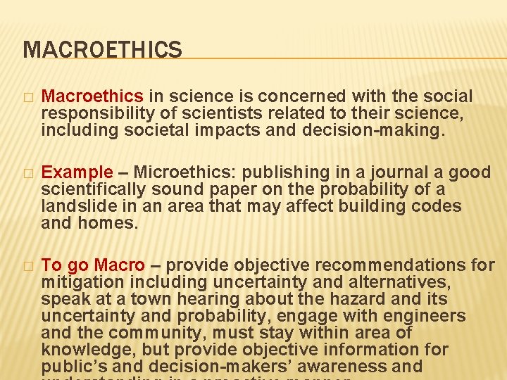 SCIENTIFIC INTEGRITY AND GEOETHICS FOR A CHANGING WORLD