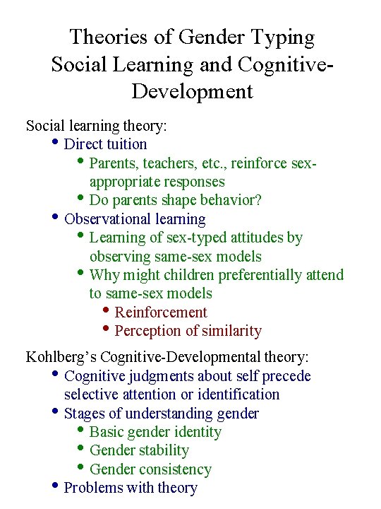 Gender Role Development I Introduction A Categorizing males