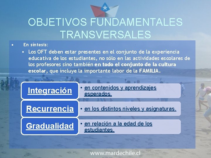 LA TRANSVERSALIDAD EN LA EDUCACION OBJETIVOS FUNDAMENTALES TRANSVERSALES