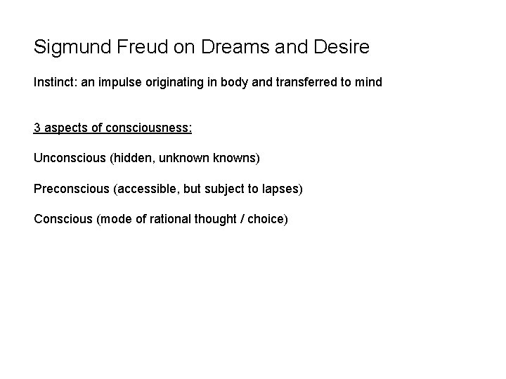 Sigmund Freud on Dreams and Desire Instinct an