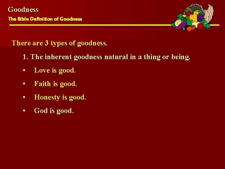 Christian Growth Seminar The Fruit of the Spirit