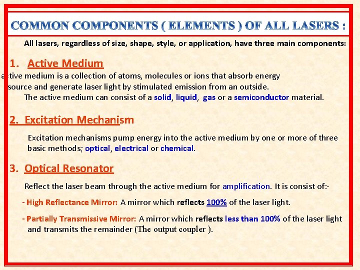 MEDICAL LASER SYSTEMS Assist Prof Dr Lutfi Ghulam