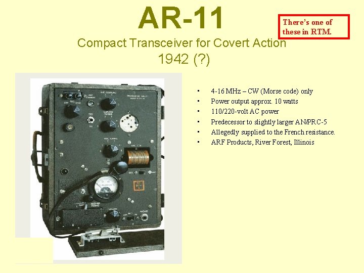 THE EVOLUTION OF US CLANDESTINE AND LONGRANGEPATROL RADIOS
