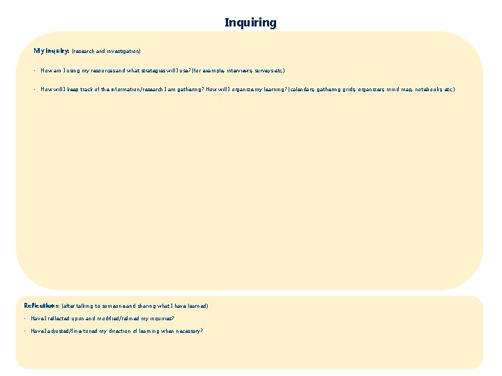 My own inquiry planner template Instructions How to
