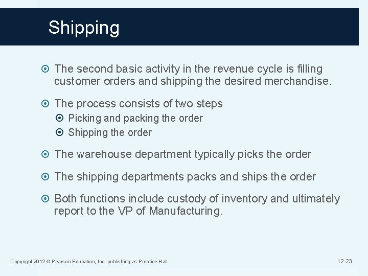Chapter 12 The Revenue Cycle Sales to Cash