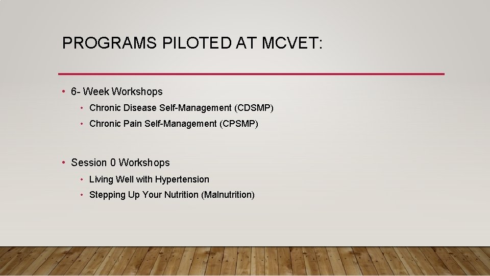 PILOTING CDSME MCVET BALTIMORE MD WENDY FARTHING DIRECTOR