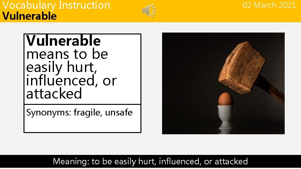 Vocabulary Instruction Vulnerable 02 March 2021 Vulnerable means