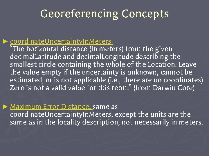 Georeferencing Concepts Georeferencing Concepts Named place a place