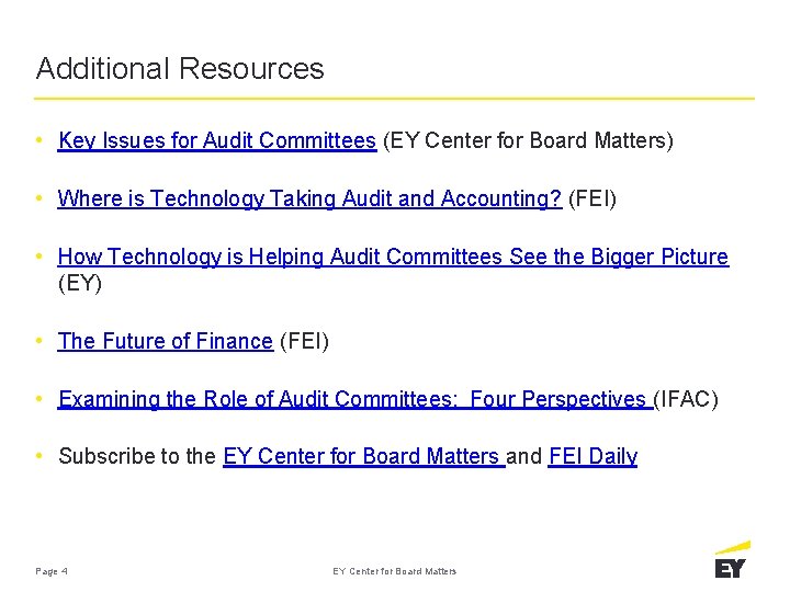 EY Center for Board Matters Maximizing Audit Committee