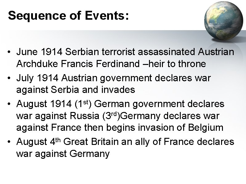 World War I 1914 1918 Causes of World