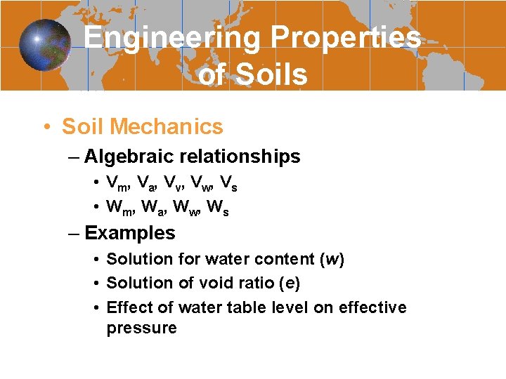 Soils Part 2 Working through examples Engineering Properties