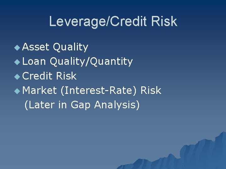 Bank Performance and Ratio Analysis Ratio Analysis u