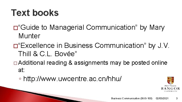 Business Communication Lecturer Gareth Jones Class 1 Introduction