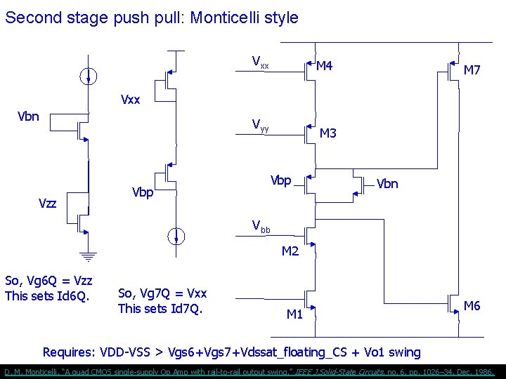 Common source output stage Vxx When Vo 1