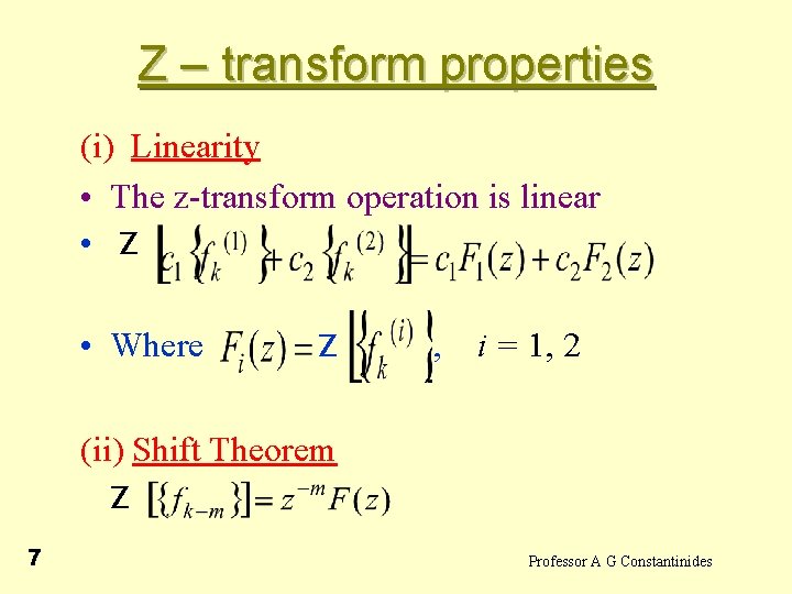 Z transform Defined as power series Examples 1