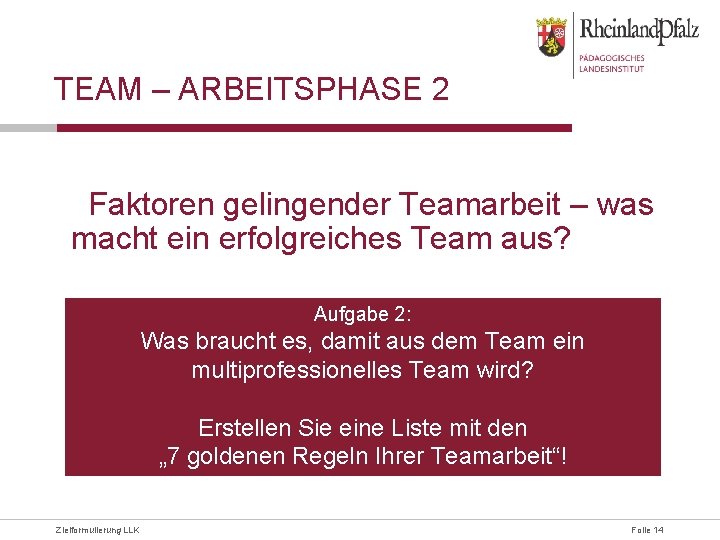 Modul 2 Wie klappt die Arbeit im Team