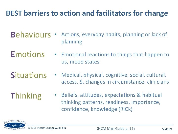 Introduction to Health Change Methodology How to get