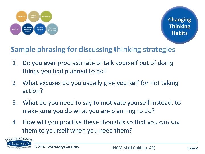 Introduction to Health Change Methodology How to get