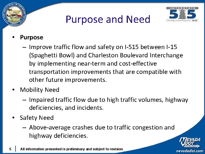 I515 Alternatives Development Study Public Information Meeting March