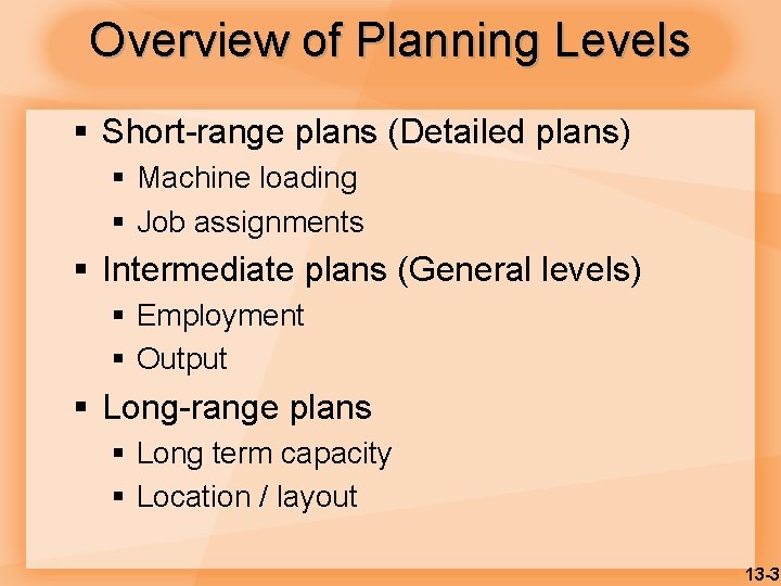 Chapter 13 Aggregate Planning 13 1 Planning Horizon