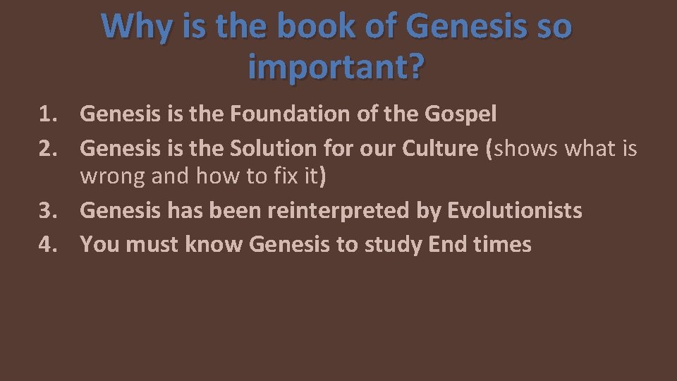 Why is the book of Genesis so important