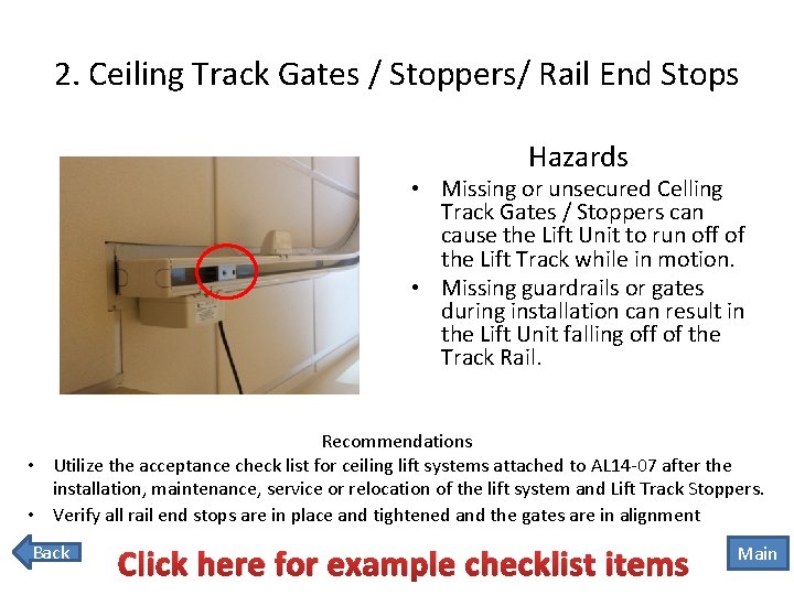 CEILING LIFT HAZARDS AND MITIGATIONS PRESENTATION Note This