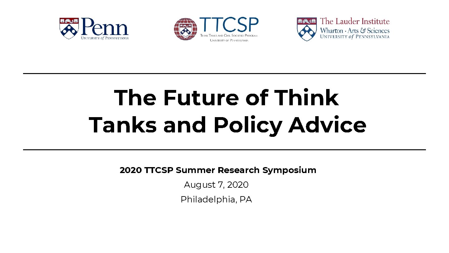 FINAL PPT 08042020 The Future of Think Tanks