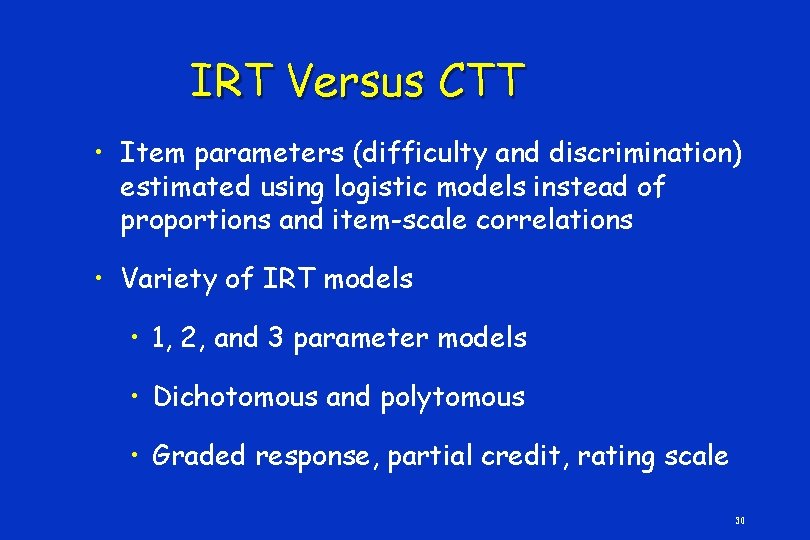 Similarities and Differences Between Classical and Item Response