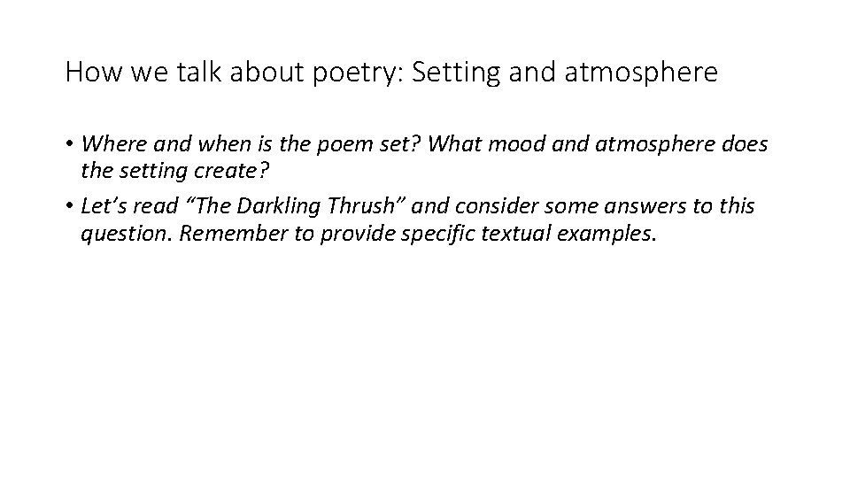 Basic Poetry Analysis Hardy and Housman Ten Steps