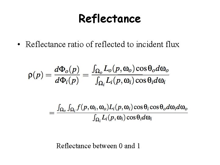 Fundamentals of Rendering Reflectance Functions Chapter 9 of