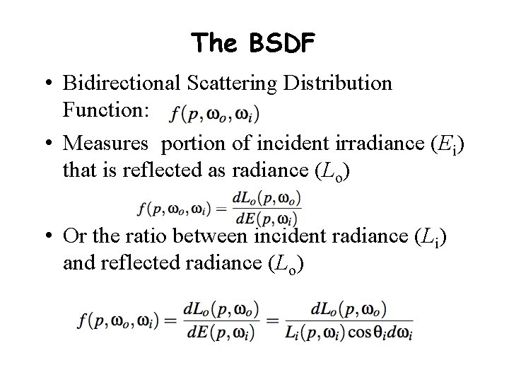 Fundamentals of Rendering Reflectance Functions Chapter 9 of