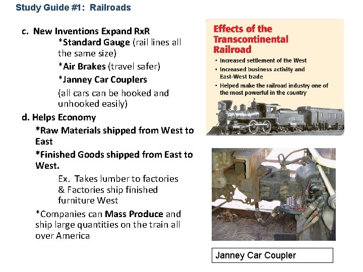 Frontizy 1 Explain how the Railroad changed America