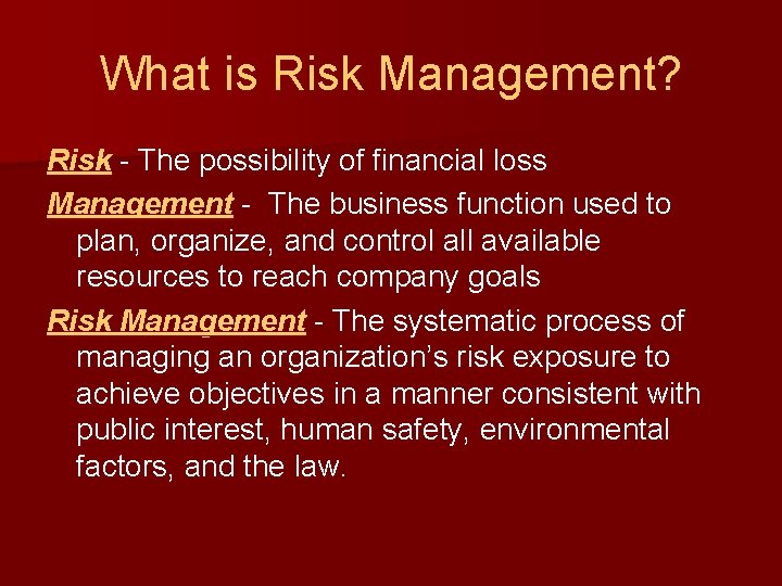 Risk Management and Types of Risks By Tony