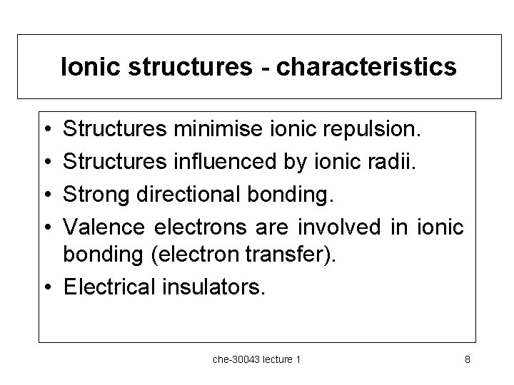 CHE30043 Materials Chemistry Catalysis Solid State Chemistry lecture